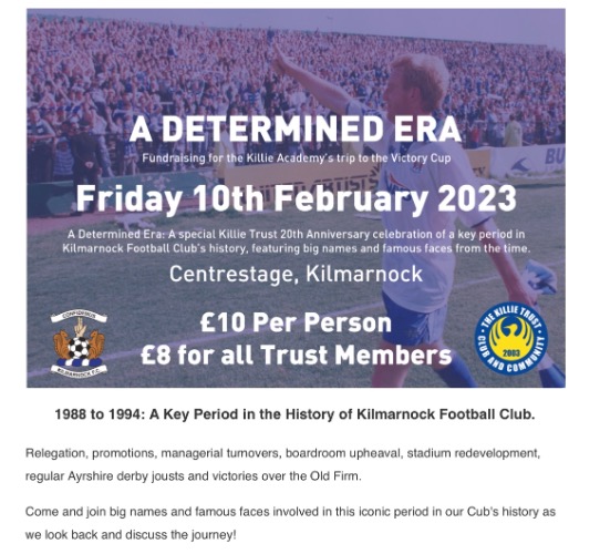 AN EVENING OF KILMARNOCK FOOTBALL CLUB NOSTALGIA - Killie Kickback ...