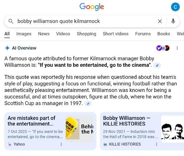 If you want entertainment....... - Killie Kickback - KillieFC.com